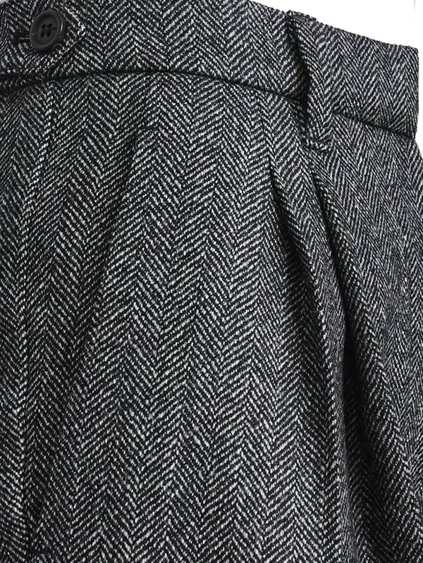 Brunello Cucinelli Herringbone Cropped Pleated Trousers