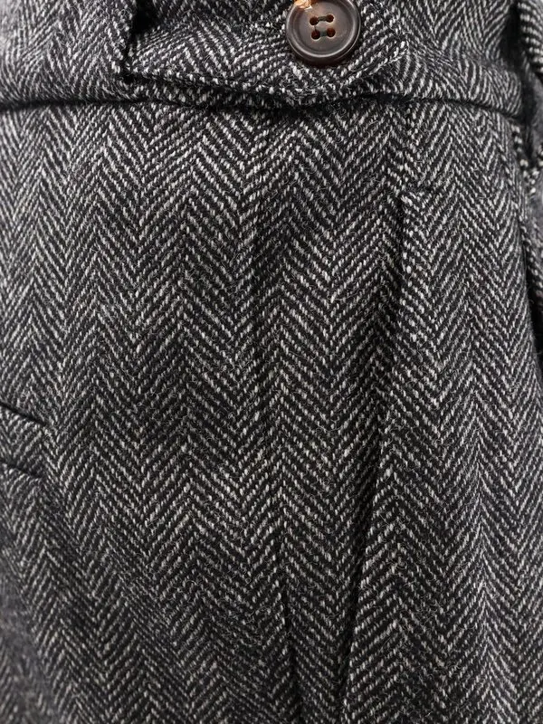 Brunello Cucinelli Herringbone Cropped Pleated Trousers