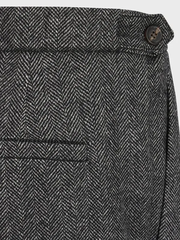 Brunello Cucinelli Herringbone Cropped Pleated Trousers