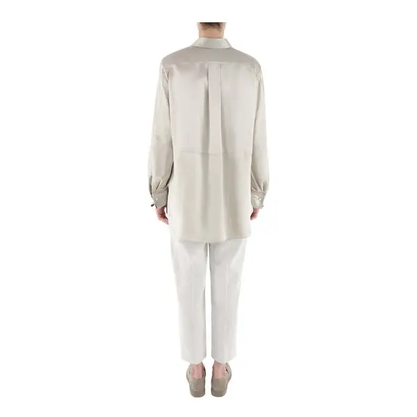 Brunello Cucinelli Long Sleeve Logo Detail Blouse