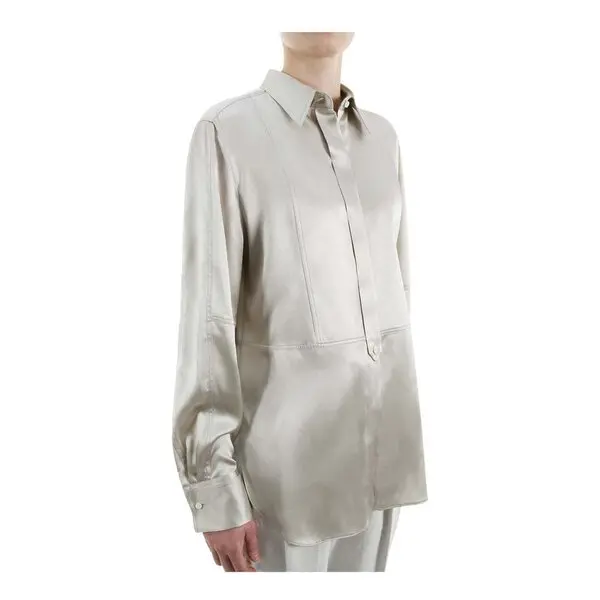 Brunello Cucinelli Long Sleeve Logo Detail Blouse