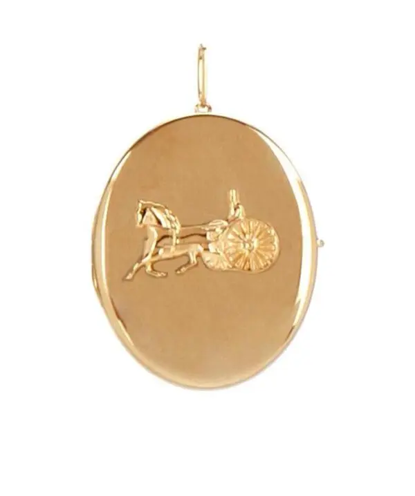 Celine Sulky Box Pendant In Gold Brass And Steel - Yellow