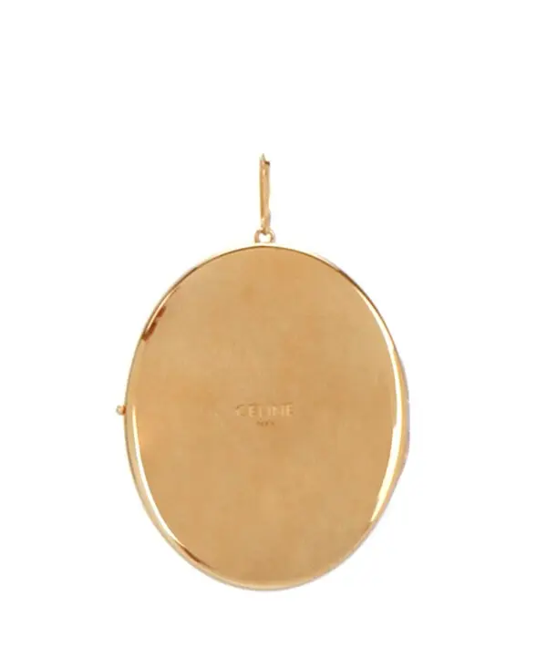 Celine Sulky Box Pendant In Gold Brass And Steel