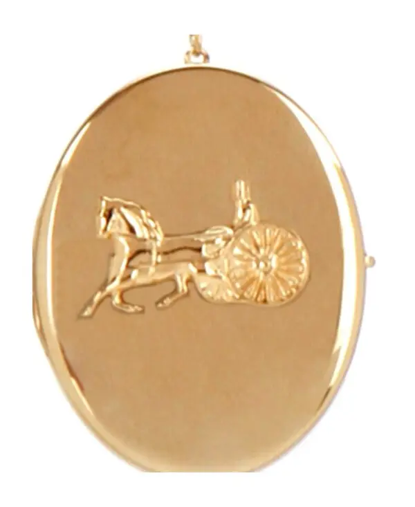 Celine Sulky Box Pendant In Gold Brass And Steel