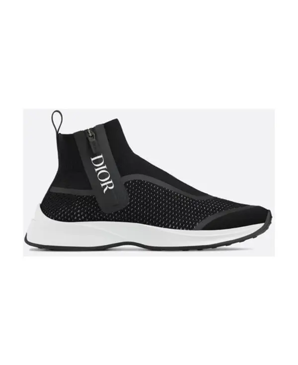 Dior Black Printed Logo High-top Casual Sneakers - White