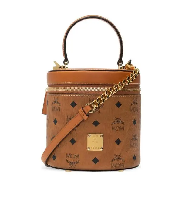 Mcm Visetos Bucket Shoulder Bag - Brown