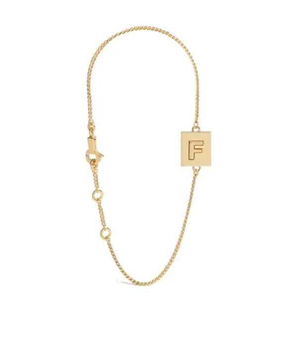 Celine Alphabet F Bracelet In Brass With Gold Finish - Yellow