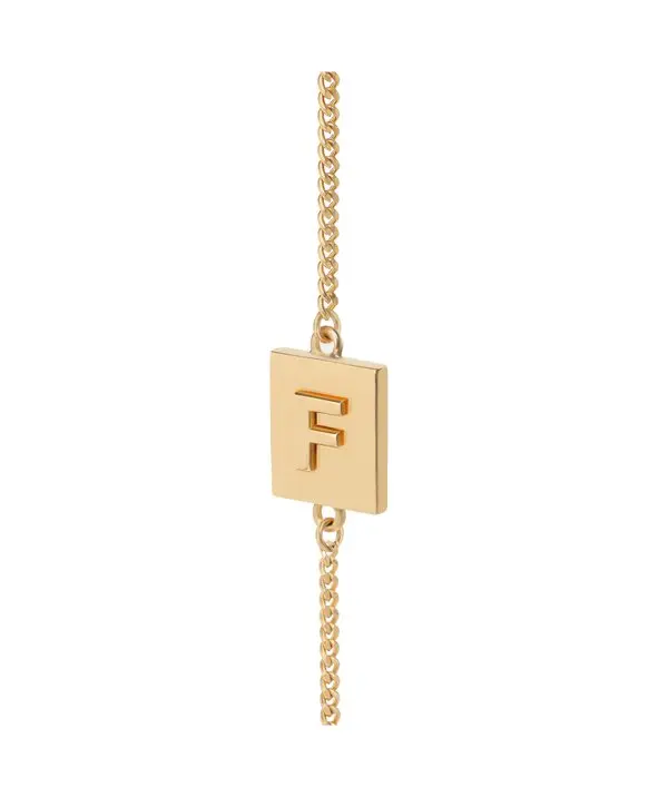 Celine Alphabet F Bracelet In Brass With Gold Finish