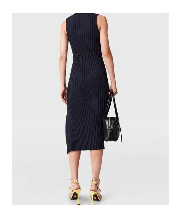 Stella McCartney Sleeveless Ribbed Knit Midi Dress With Keyhole Neckline