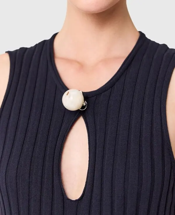 Stella McCartney Sleeveless Ribbed Knit Midi Dress With Keyhole Neckline