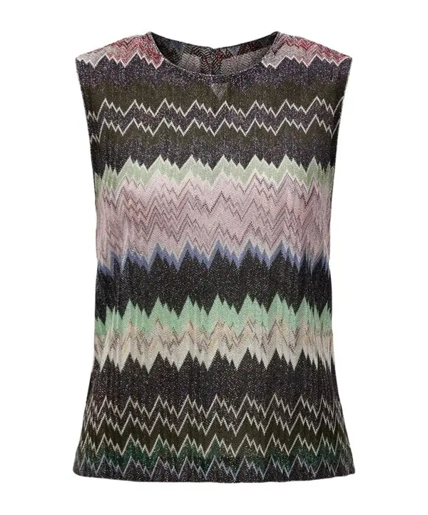 Missoni Sleeveless Zigzag Patterned Top - Black