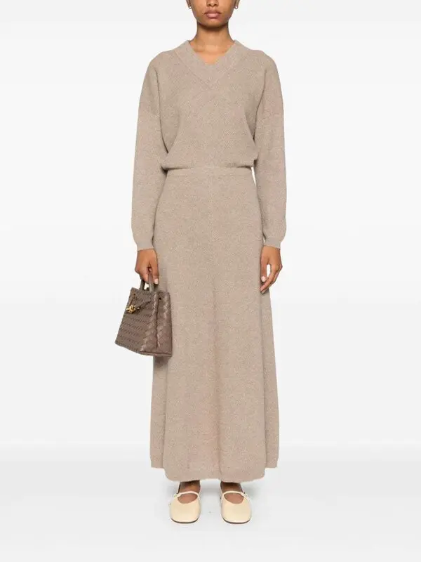Brunello Cucinelli V-neck Knitted Maxi Dress