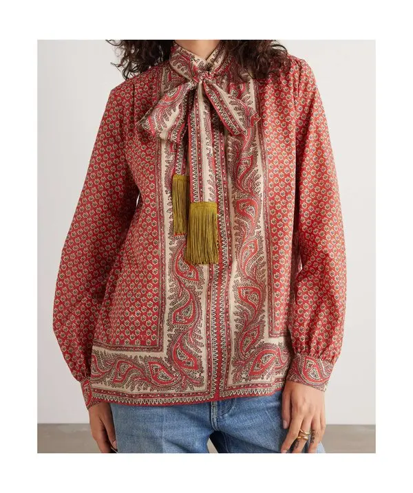Valentino Garavani Long Sleeve Shirt With Fringed Scarf Detail