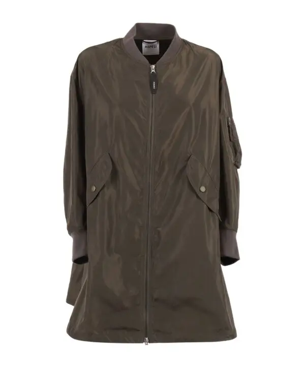 Aspesi Ribbed Collar Long-sleeved Trench Coat