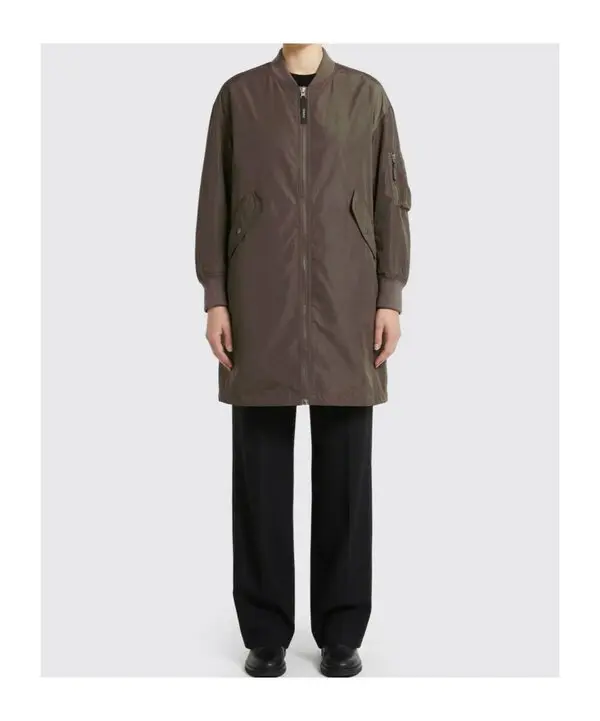 Aspesi Ribbed Collar Long-sleeved Trench Coat
