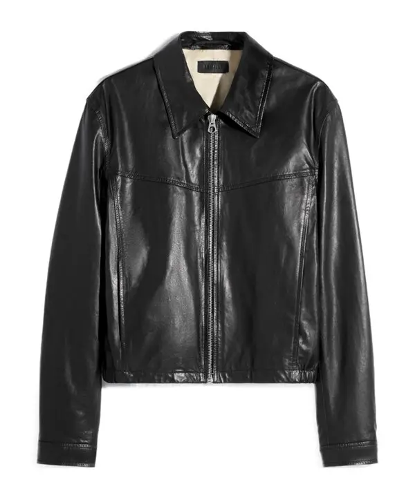 LEMAIRE Zip-up Leather Jacket - Black