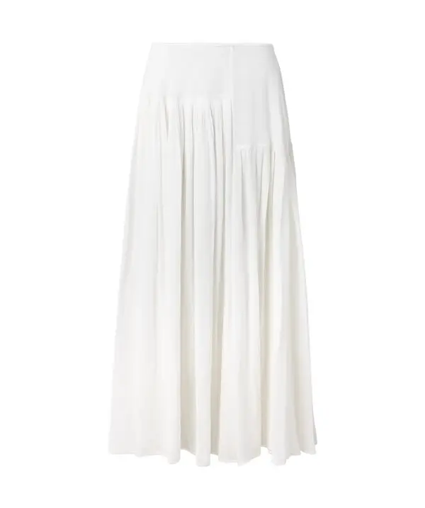 THE ROW Pleated Gauze Maxi Skirt - Ivory