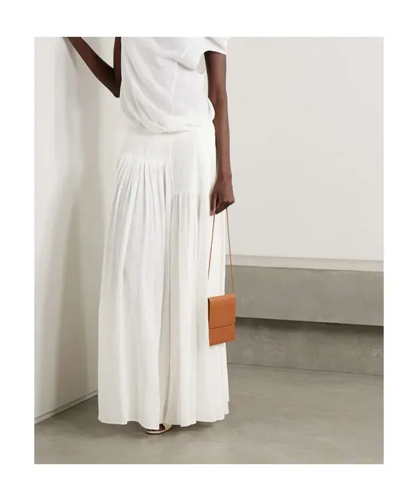 THE ROW Pleated Gauze Maxi Skirt - Ivory