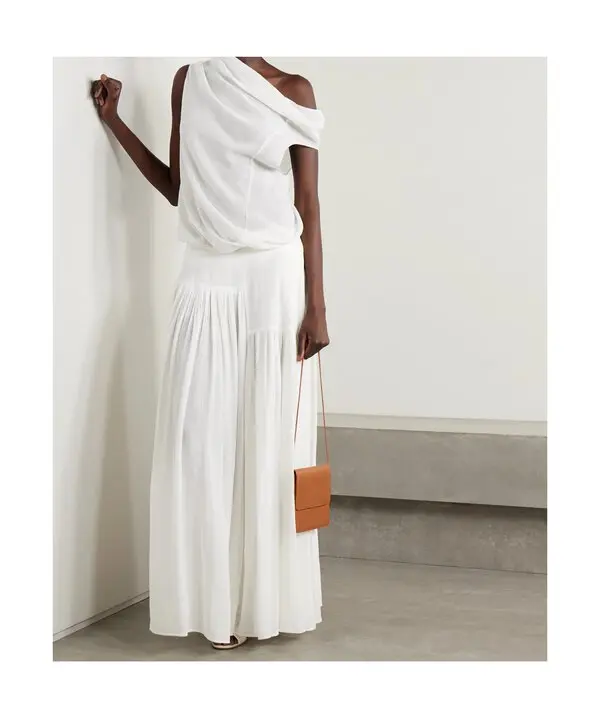 THE ROW Pleated Gauze Maxi Skirt - Ivory