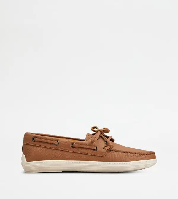 TOD'S Leather Boat Shoes - Brown