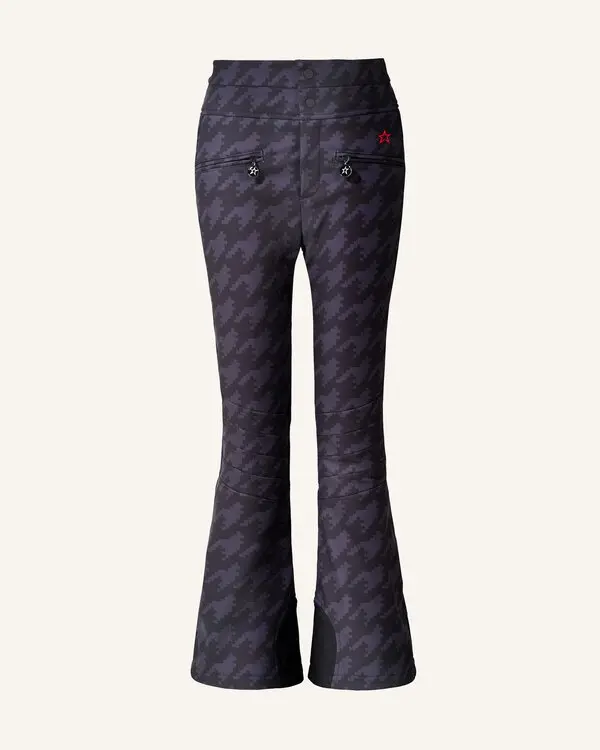 Perfect Moment Houndstooth High-waist Aurora Flare Ski Pants - Black-houndstooth