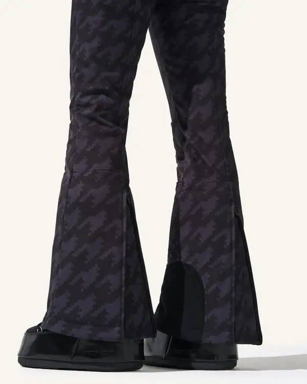 Perfect Moment Houndstooth High-waist Aurora Flare Ski Pants - Black-houndstooth