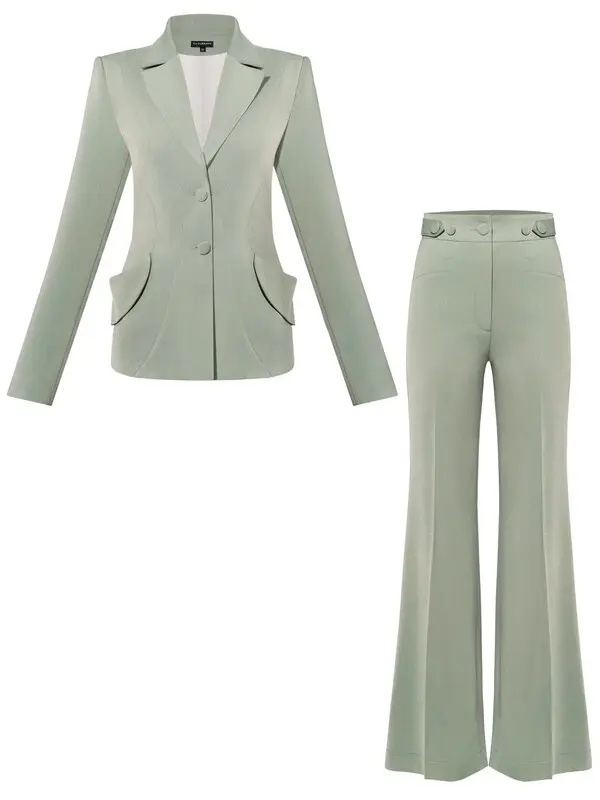 TIA DORRAINE Tailored Fit Suiting Blazer & Trousers Suit - Green