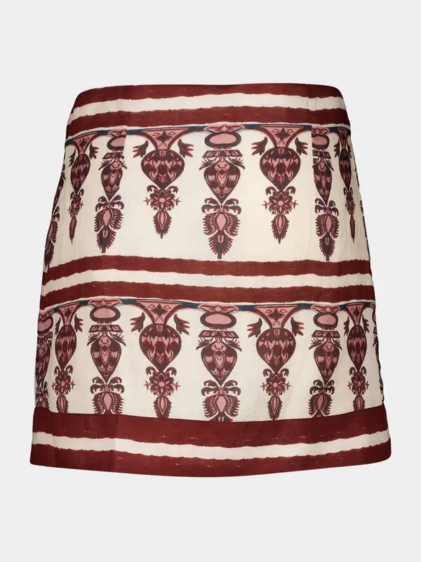 Johanna Ortiz Printed Linen Wrap Mini Skirt