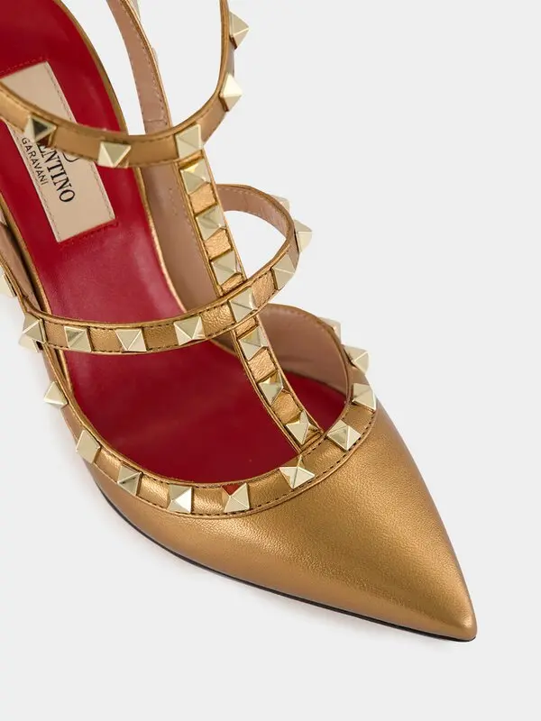Valentino Garavani Rockstud Leather Pumps - Gold