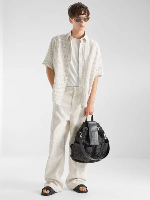 Fendi Ff Linen Boxy Shirt - Beige