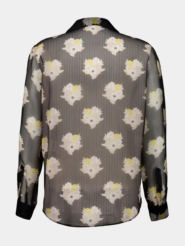 Fendi Bouquet Silk Organza Shirt - Black