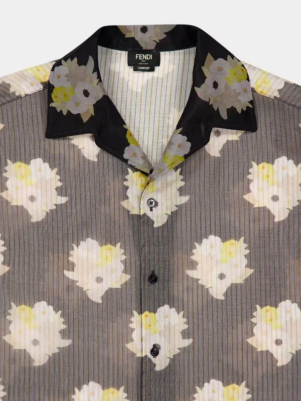 Fendi Bouquet Silk Organza Shirt - Black