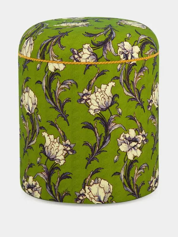 La DoubleJ Baba' Pouf In Nymph Bloom Fiesole - Green