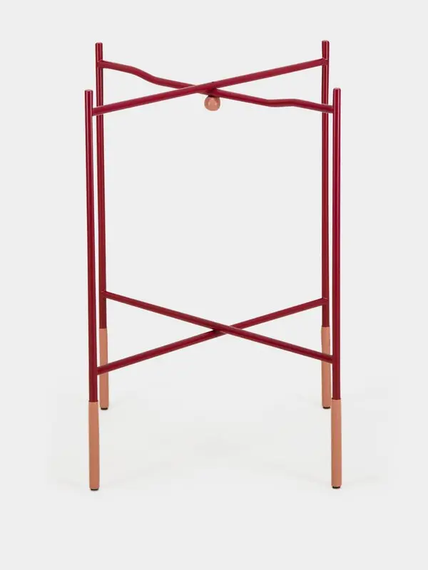 La DoubleJ Bordeaux Metal Foldable Tray Stand - Burgundy
