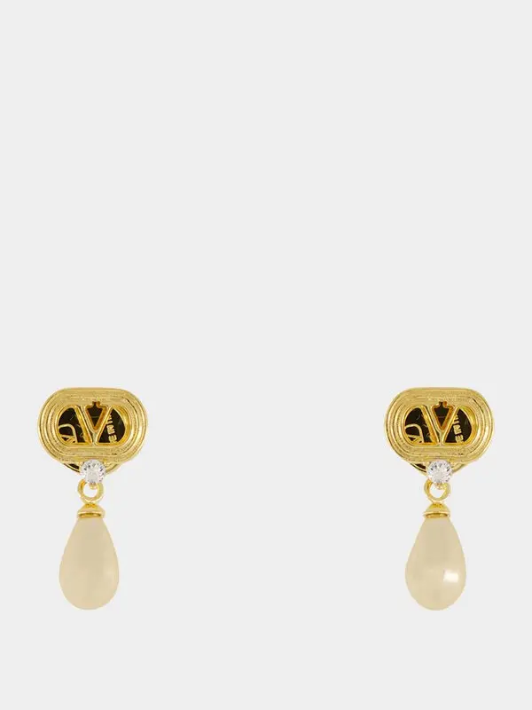 Valentino Garavani Ovalette Pearl Drop Earrings - Gold