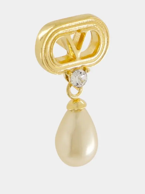 Valentino Garavani Ovalette Pearl Drop Earrings - Gold
