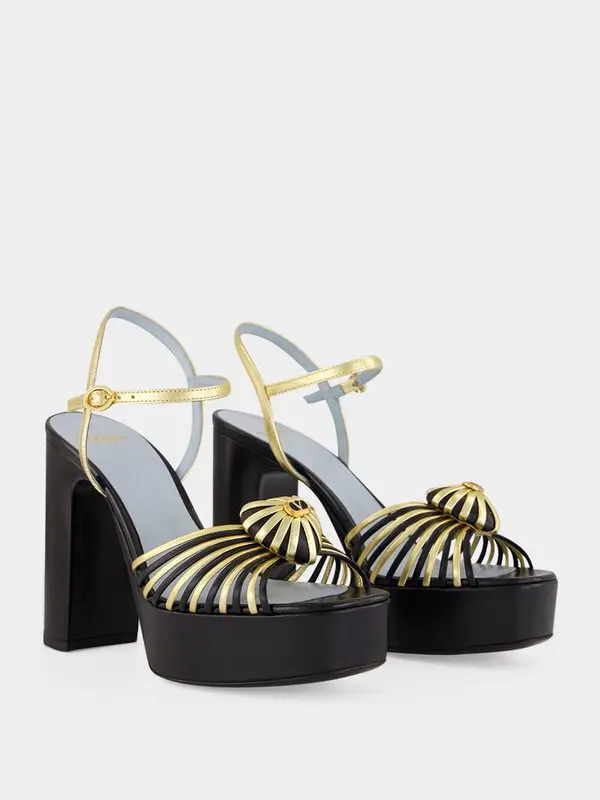 Valentino Garavani Gold And Platform Sandals - Black