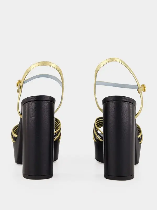 Valentino Garavani Gold And Platform Sandals - Black