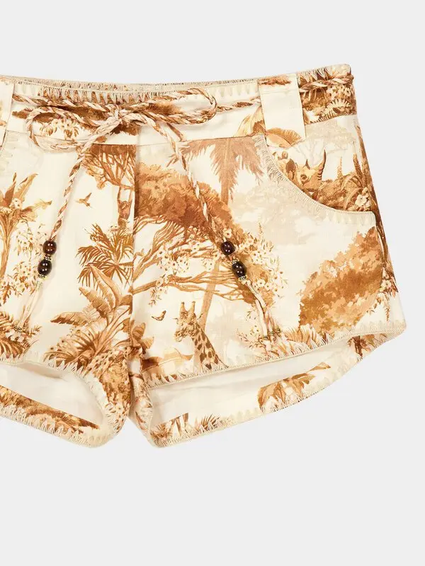 Zimmermann Coffee Safari Indra Linen Shorts - Brown