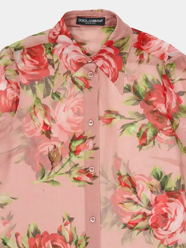 Dolce & Gabbana Rose Bouquet Silk Shirt - Pink