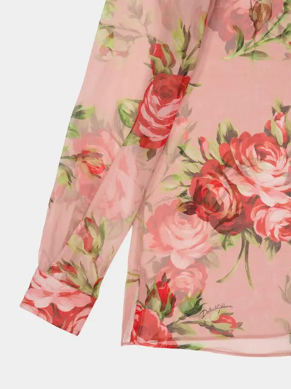 Dolce & Gabbana Rose Bouquet Silk Shirt - Pink