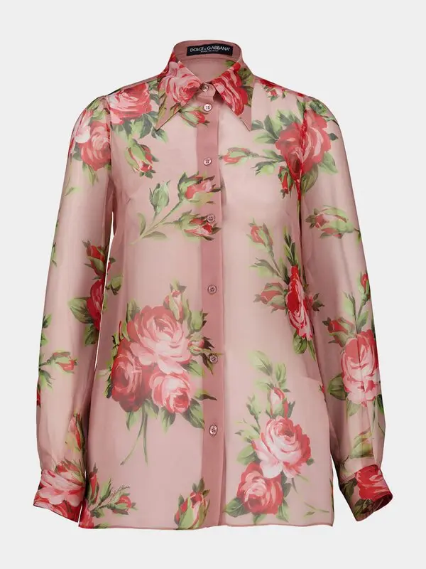 Dolce & Gabbana Rose Bouquet Silk Shirt - Pink