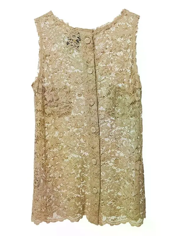 Dolce & Gabbana Beige Lace Sleeveless Top