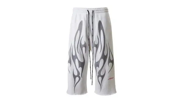 HELLSTAR Tribal Flame 3/4 Shorts - White