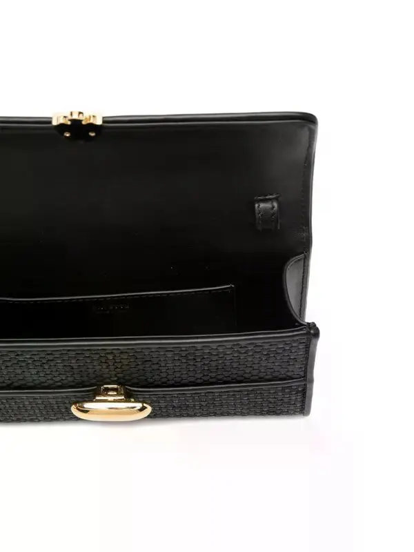 Savette Woven Leather-trim Shoulder Bag