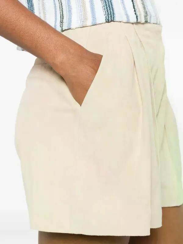 CASTELL Pleated Suede Shorts