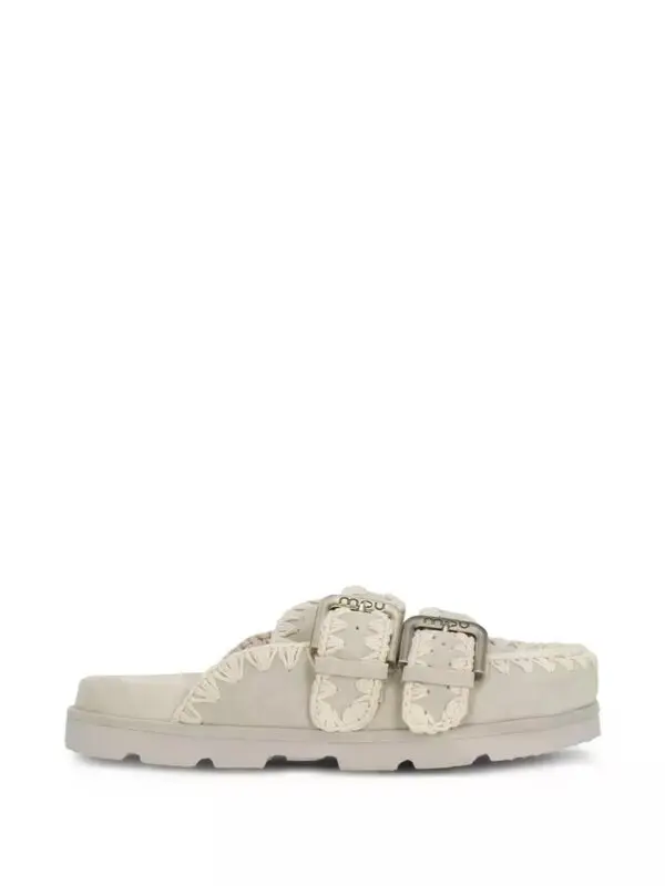Mou Buckle-fastening Mules - Neutrals