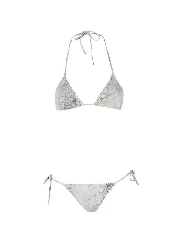 Federica Tosi Snake-print Triangle Bikini - Neutrals