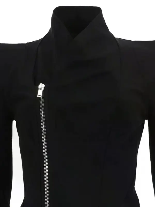 Rick Owens Asymmetrical Zip Padded Shoulder Jacket - Black