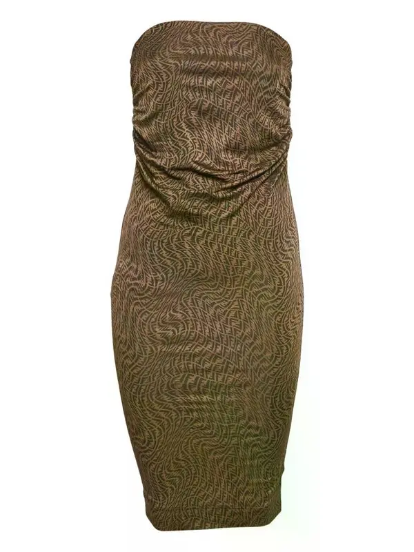 Fendi Ruched Monogram Dress